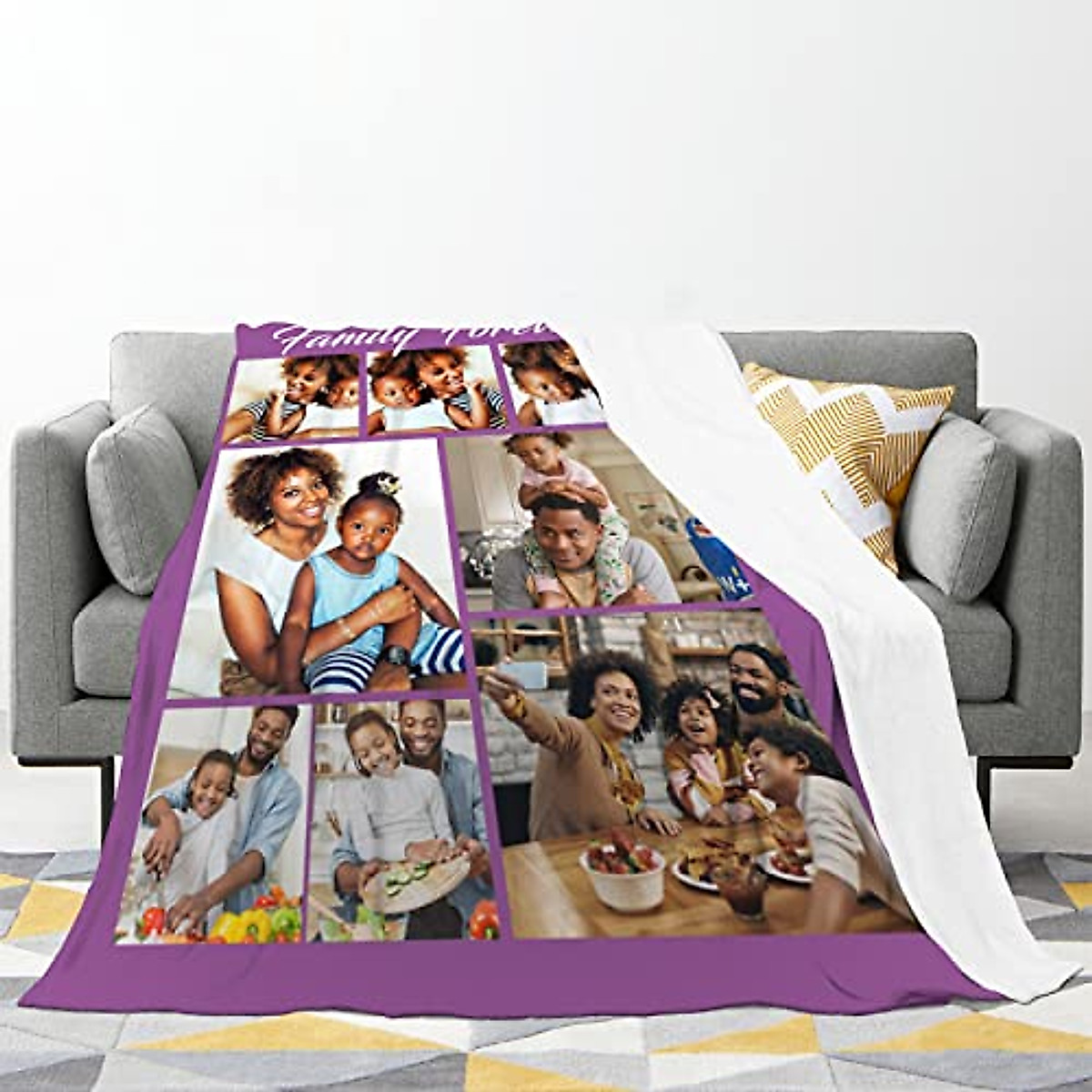 Custom Blanket with Photo Text Personalized Throw Blanket Customized Picture Blanket for Baby Mother Father Adult Friends Lovers Dog Pets Personalized Gift