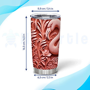 Hyturtle Personalized Gifts For Flamingo Lover - Flamingo Printed 2D Custom Name Stainless Steel Tumbler 20oz With Lid - Idea Animal Lover Gifts For Women Girl On Birthday, Christmas