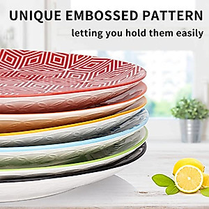 Porcelain Dinner Plates Set of 6, Vivimee 10.2 Inch Large Dinner Dishes Set, Ceramic Salad Plates Set, Colorful Serving Plates for Restaurant, Kitchen and Family Party Use, Dishwasher & Microwave Safe