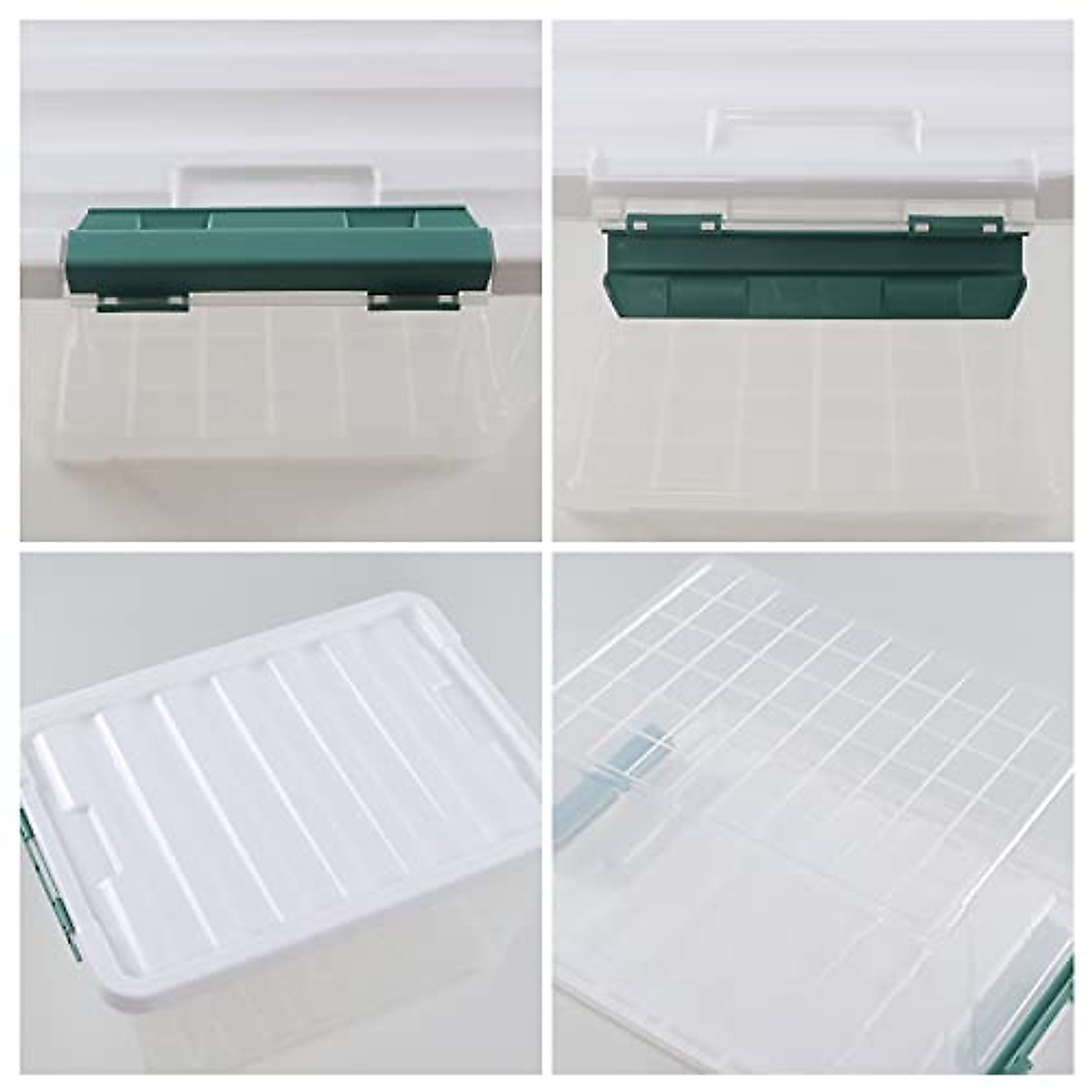 Ponpong 36 Quart Large Storage Box, Clear Plastic Latch Box, 4-Pack