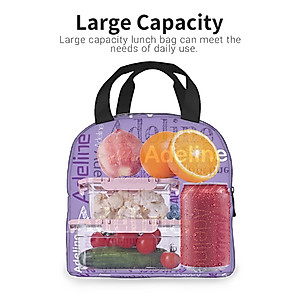 Custom Name Lunch Bag Personalized Insulated Lunch Box Customized Cooler Lunch Tote Bag for Boys Girls Office Picnic Camping LightPurple