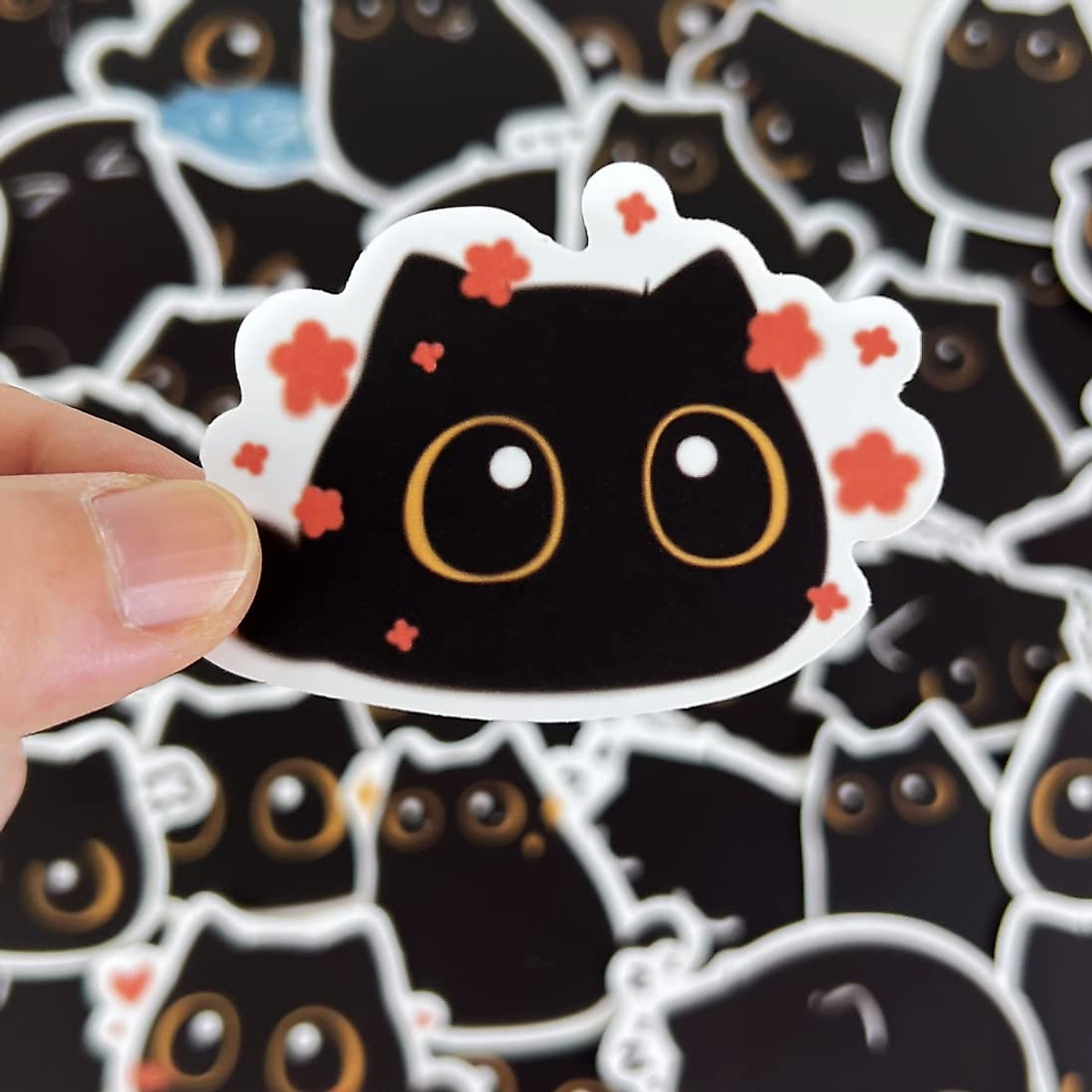 Aowplc Cute Cat Vinyl Stickers, Black, 40 Pcs
