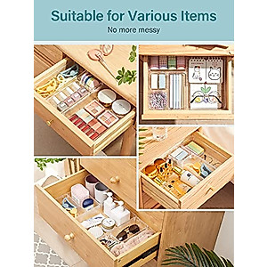 Kootek 28 Pcs Drawer Organizer, 4 Sizes Bathroom Drawer Organizers Trays Clear Plastic Makeup Organizer Vanity Dividers Desk Storage Bins for Jewelry, Kitchen, Bedroom, Office