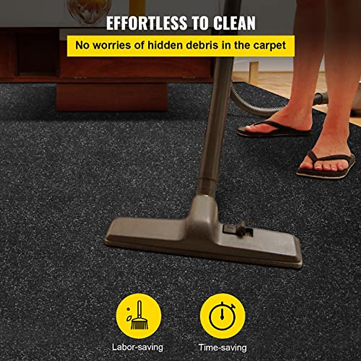 VEVOR Marine Carpet, 6 x 13 ft Boat Carpeting, Charcoal Black Marine Grade Boat Carpet, Indoor/Outdoor Marine Carpeting w/ Water-proof TPR Backing, Water-proof Carpet Roll for Home, Patio, Porch, Deck