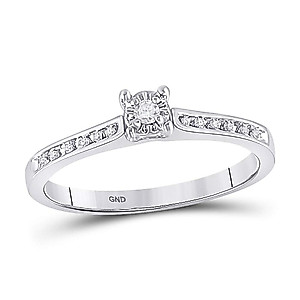 The Diamond Deal 10kt White Gold Womens Round Diamond Solitaire Bridal Wedding Engagement Ring 1/10 Cttw