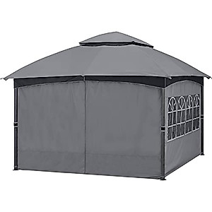 COOSHADE Patio Gazebo with Window Curtains Canopy Tent for Outdoor Garden Backyard Dark Grey