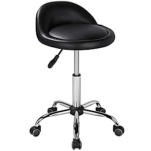 Yaheetech Height Adjustable Rolling Swivel Salon Stool Chair Hydraulic Ergonomic with Backrest Wheels for Tattoo Massage Facial Spa Manicure Dentist Clinic,Black