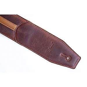 Jeereal Full Grain Genuine Padded Soft Leather Guitar Strap（3.0 Inches Width） for Electric, Acoustic, and Bass Guitars (Rust Red)