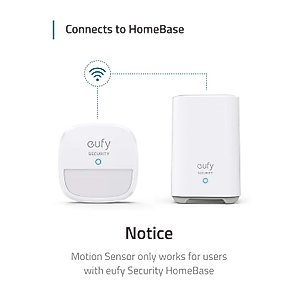 Motion Sensor, eufy Security Home Alarm System, 100° Coverage, 30 ft Detection Range, 2-Year Battery Life, Adjustable Sensitivity, HomeBase Required, Optional 24/7 Protection Service, Home Security