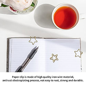 40Pcs Cute Paper Clips, Gold Paper Clips Star Shaped Paper Clip Fun Paper Clips Small Paper Clips Mini Bookmark Clips with 2 Clear Boxes