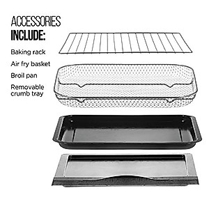 Chefman Air Fryer Toaster Oven, 6 Slice, 26 QT Convection AirFryer w/ Auto Shut-Off, 60 Min Timer; Roast, Bake, Fry Oil-Free, Nonstick Interior, Accessories & Cookbook Included, Stainless Steel/Black