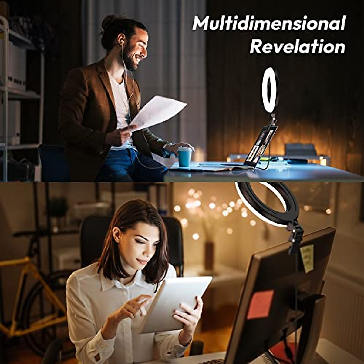 Weilisi 6.5'' Ring Light for Computer, 3 Light Modes Video Conference ...