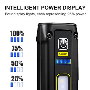 PINSAI 2 Pack Portable Rechargeable LED Work Light, Mini Magnetic Flashlights for Mechanics with COB Sidelight, Small Multi-Use Waterproof Super Bright Car Repair Emergency Trouble Light