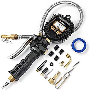 AstroAI Digital Tire Pressure Gauge, Heavy Duty Tire Inflator Gauge 250PSI Air Chuck Compressor Accessories with Stainless Braided Hose, Rotatable Dial&Quick Connect Coupler for Truck/RV/SUV