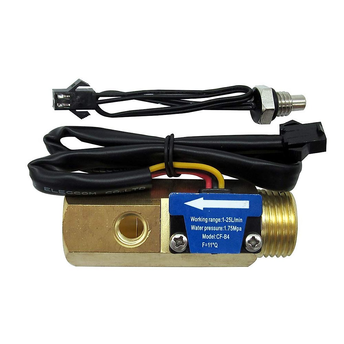 DIGITEN Water Flow Sensor G1/2"Thread Female to Male, Hall Sensor Flow Meter Flowmeter Counter with Temperature Sensor 1-25L/min