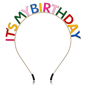 Birthday Crowns for Women, LuReen Birthday Tiara Happy Birthday Headband Birthday Girl Crown Princess Hair Band Party Decorations for Women Girls (Colorful)