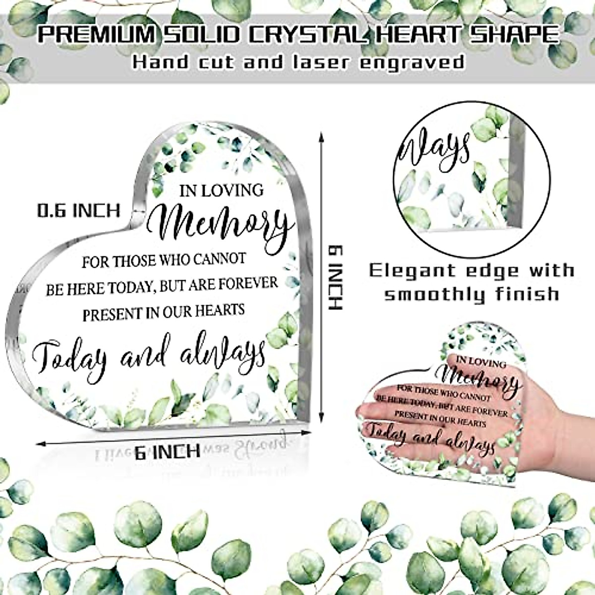 Wedding Memorial Sign, In Loving Memory Wedding Sign Remembrance Wedding Sign, Heart Acrylic In Memory of for Wedding Table Centerpieces Ceremony Reception Anniversary Decoration (Elegant Style)