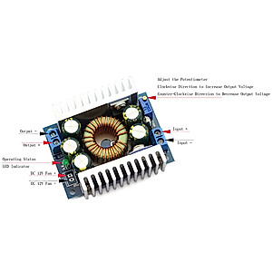 DZS Elec 12A DC-DC Step Down Buck Converter Low Ripple with Heat Sink 4.5V-30V to 0.8V-30V Vehicular Voltage Regulator