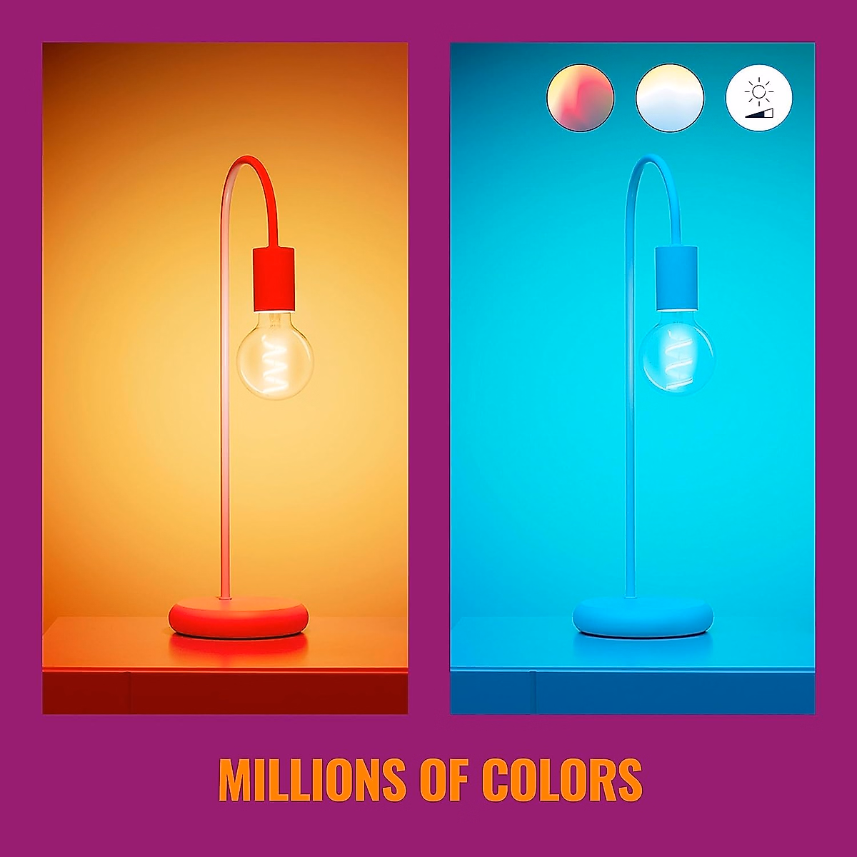 WiZ Color G25 Color Filament LED Smart Bulb - Pack of 1-300 Lumen - E26 Indoor - Connects to Your Existing Wi-Fi - Control with Voice or App + Activate with Motion - Matter Compatible