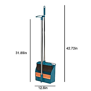 Dustpan and Brush Set Brooms and Dustpan Set for Home Cleaning Supplies Dustpan Long Handle Brooms & Dustpan Combo for Office Stand up Brooms and Dustpan Sweeper Built in Scraper and Comb