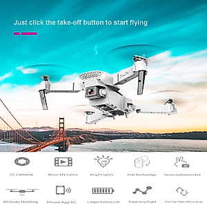 Mini Drone with Camera for Adults - Christmas Toy Gift for Teenage Boy Girl Beginner Age 14 Years Old - RC Quadcopter Multirotors | Foldable UAV | WiFi HD FPV Live Video | One Key Take Off/Land | Altitude Hold | Headless Mode | 360° Flip | Carrying Case (
