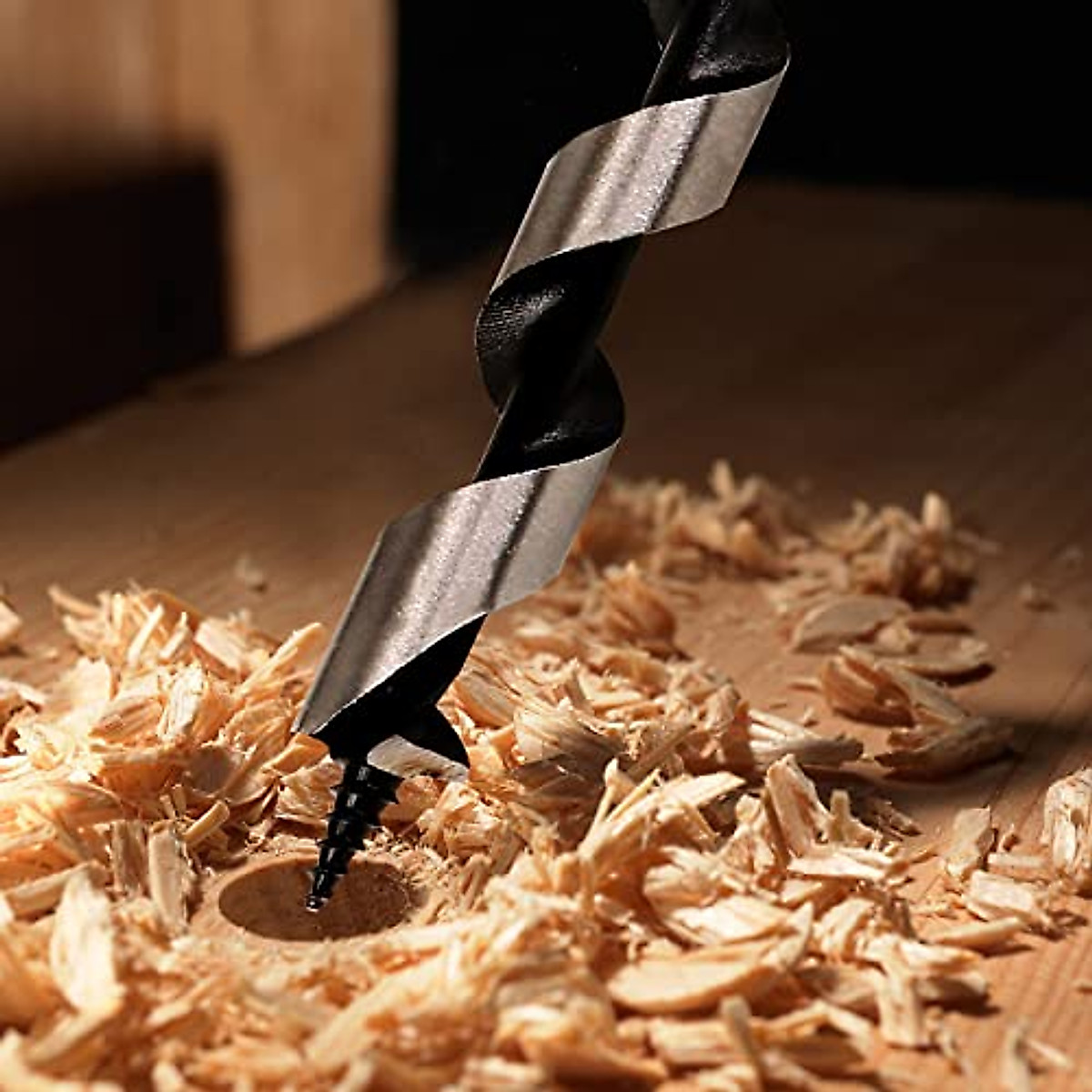 Masendelk Ship Auger Drill Bit 3/4 x 12 Inch, Wood Auger Bit with 3/8 Inch Hex Shank