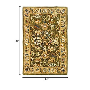 SAFAVIEH Classic Collection Accent Rug - 2' x 3', Olive & Camel, Handmade Traditional Oriental Wool, Ideal for High Traffic Areas in Entryway, Living Room, Bedroom (CL758M)