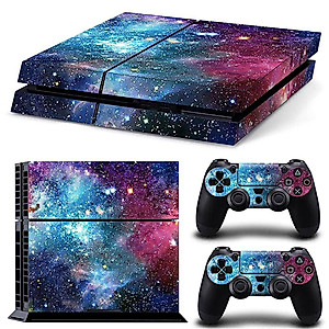 Vinyl Skin Sticker for PS4, Blue Galaxy Console and Controllers Skins Wrap Vinyl Sticker Decal Cover