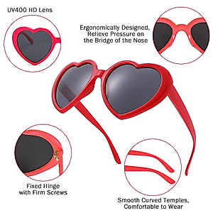 10 PCS Heart Sunglasses for Women Trendy Fashion Heart Sunglasses Retro Love Cute Vintage Eyewear Sun Glasses (Red)