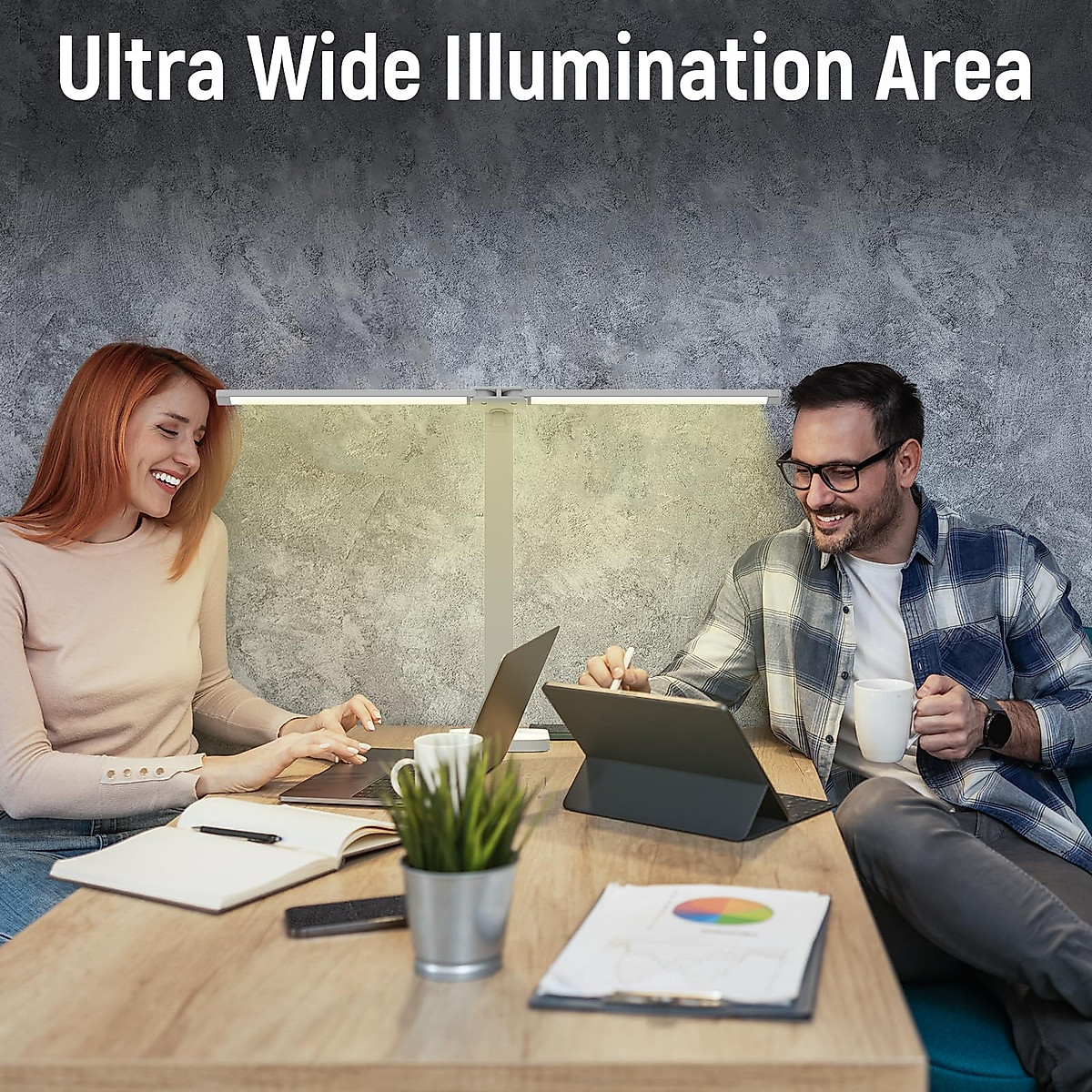 Foldable Desk Lamp for Home Office - Bright Led Desk Light for College Dorm, Dual Swing Arm Dorm Study Desk Lamp, Eye-Caring Architect Desktop Study Lamp, Dimmable Study Light Craft Task Lamp(White)