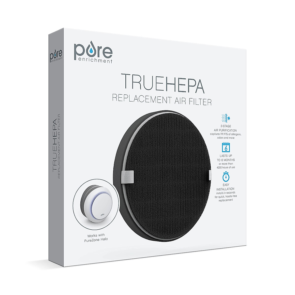 Pure Enrichment® Genuine 2-in-1 True HEPA Replacement Filter for The PureZone™ Halo Air Purifier (PEAIRDSK)