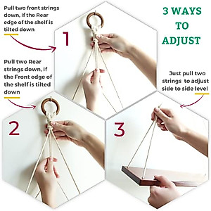 FORESTBARN Hanging Shelves - Set of 2 - Macrame Wall Hanging Shelf - Shelves for Bedroom - Floating Shelves for Wall - Plant Shelf Indoor Wall - Bedroom Wall Decor, Boho Wall Decor Shelves…