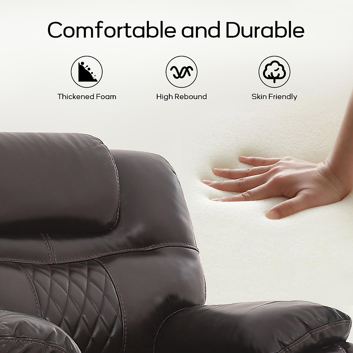 EBELLO Genuine Leather Loveseat Manual Recliner with 3 Seat Recliner Sofa, Double Recliner Chair with Cup Holder, Hidden Storage, Reclining Sofa Couch Set for Living Room