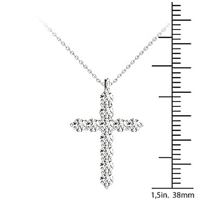 VAARYA Natural Diamonds Cross Pendant AGS Certified 14K Hypoallergenic White Gold 1.00 Ctw. GH/SI2-I1