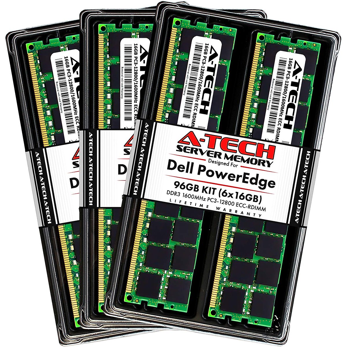 A-Tech 96GB (6x16GB) RAM for Dell PowerEdge R320, R420, R420XR, R520, R620, R720, R720XD, R820, R920 | DDR3 1600MHz ECC-RDIMM PC3-12800 2Rx4 1.5V ECC Registered DIMM Server Memory Upgrade Kit