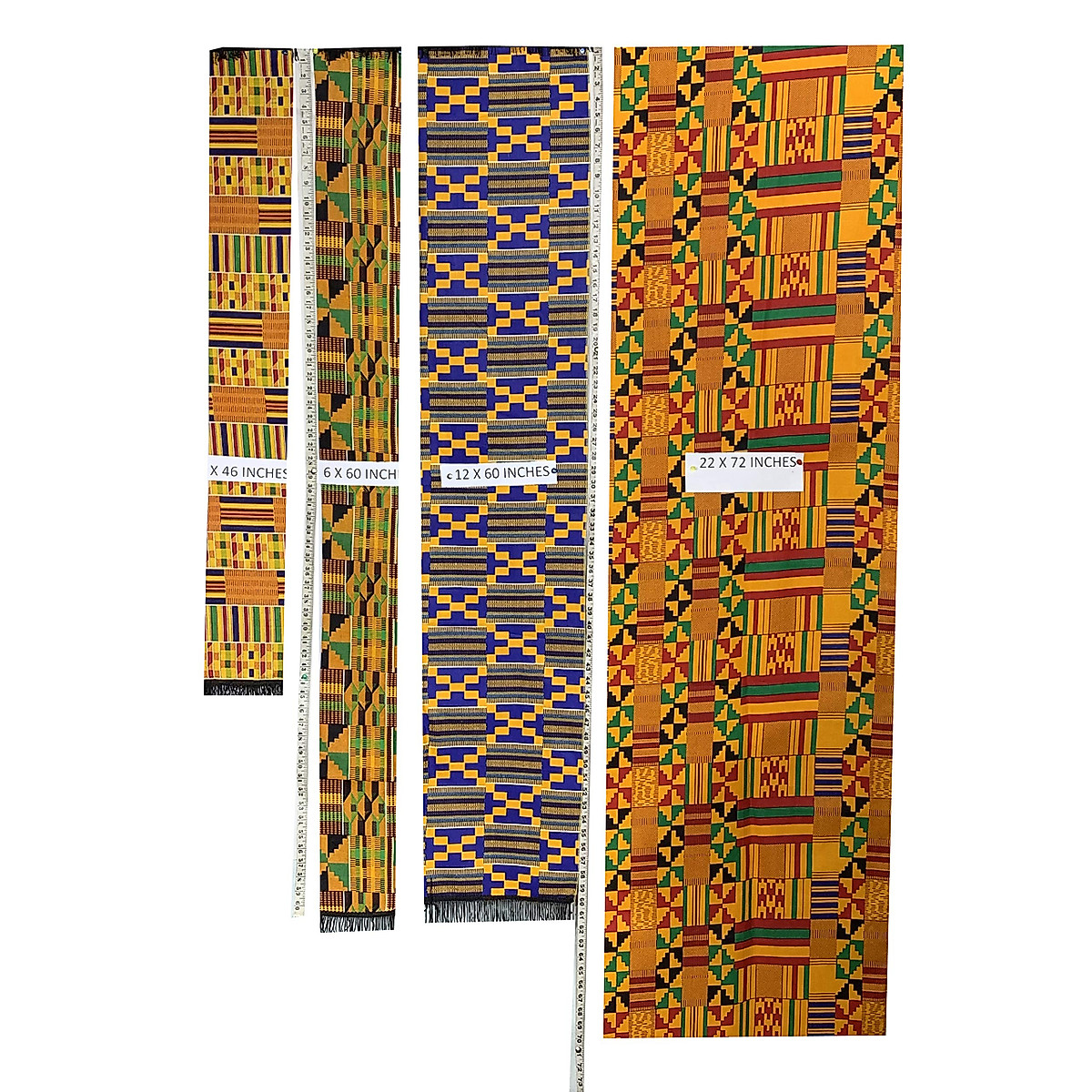 Decora Apparel African Clothes for Men Cotton Scarf, Graduation Stole, African Head Scarf Kente Fabric 5.5X60 Orange GoldP03