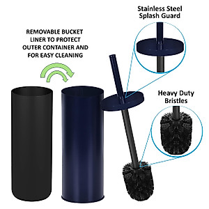 Deep & Sturdy Toilet Bowl Brush with Holder - Durable Scrubbing - Toilet Cleaners - Household Essentials - Bathroom Cleaner - Cleaning Supplies - Household Supplies, Matte Navy