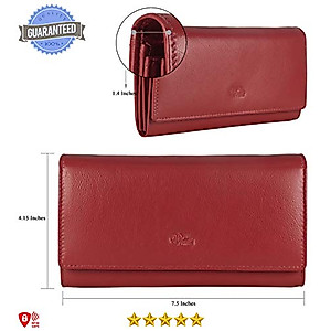 Mou Meraki Women RFID Blocking Real Leather Bifold Wallets For Women-Shield Against Identity Theft (WATERMELON)