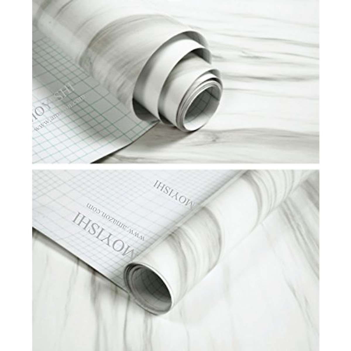 White Granite Look Marble Gloss Film Vinyl Self Adhesive Counter Top Peel and Stick Wall Decal 17.7'x79''