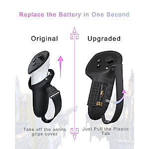 Lonxmovs Controller Grip Cover Compatible with Meta/Oculus Quest 3 Grips Cover for VR Touch Plus Controllers Covers Protector with Battery Opening Cover and Knuckle Straps(Black)