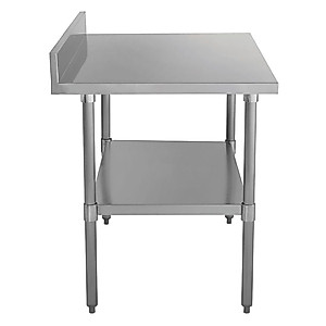 Kratos Commercial Worktable, All-Stainless Steel Kitchen Prep Table with Undershelf and Backsplash, 48"Dx30"W, NSF, 16ga/304SS (28W-314)
