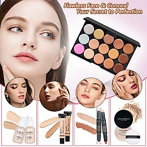 Makeup Sets Teens Makeup Kit for Women Full Kit Makeup Kits for Women Gift Eyeshadow Palette Concealer Palette Lipgloss Foundation Concealer Powder