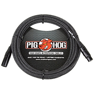 Shure Beta 58A Supercardioid Vocal Microphone & Pig Hog Black & White Woven Mic Cable, 20ft XLR - Bundle