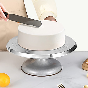 WObell Aluminium Alloy Rotating Cake Stand 12 Inch Revolving Cake Turntable for Cake, Cupcake Decorating Supplies