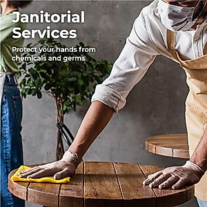 [200 Pack] Disposable Food Prep Vinyl Gloves Large L, Food Service Grade Kitchen Glove for Cooking Handling Serving Cleaning, Clear Powder Free, Latex Free