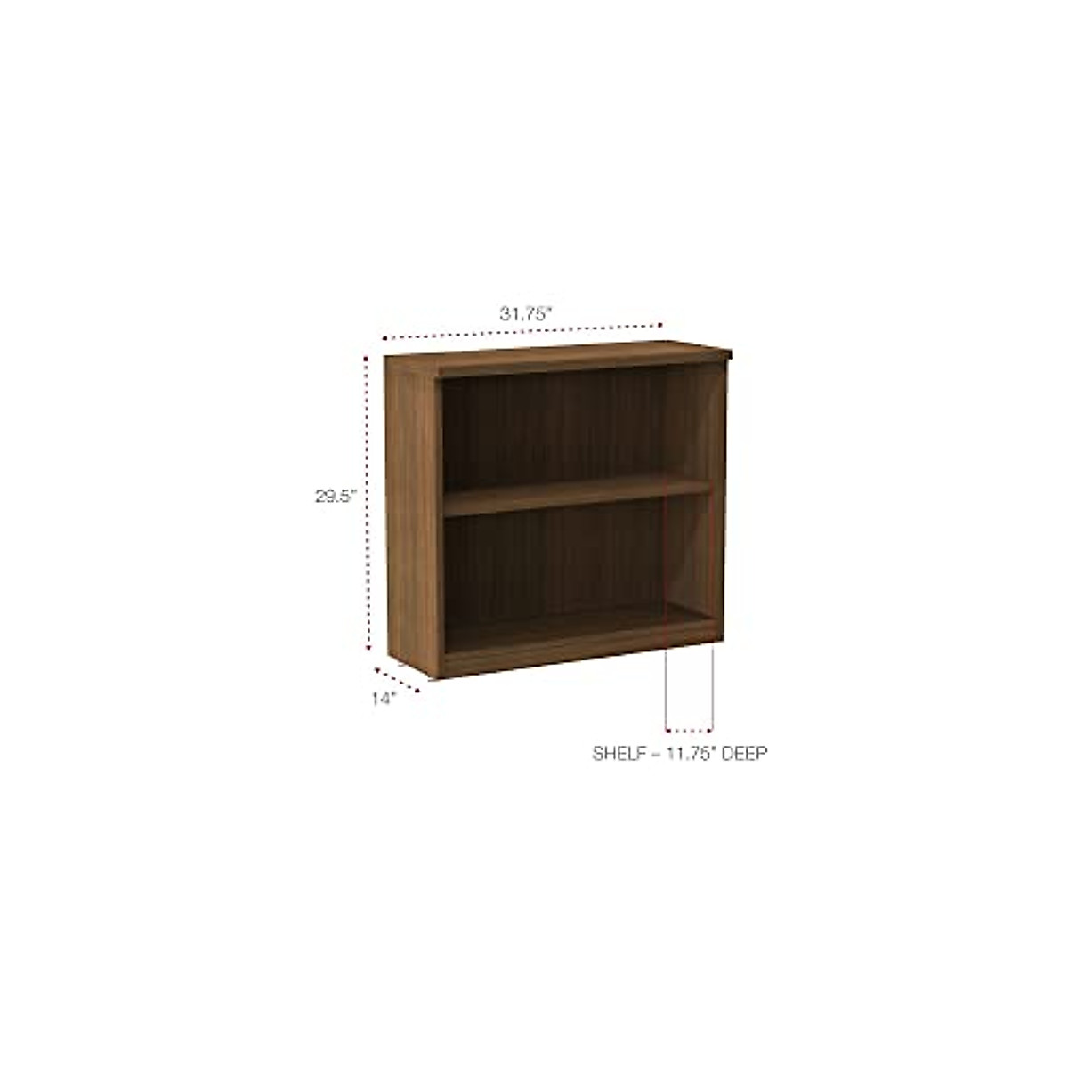 Alera ALEVA633032WA Valencia Series 31-3/4 in. x 14 in. x 29-1/2 in. Two-Shelf Bookcase - Modern Walnut