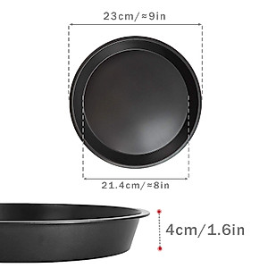 Kslong 2pcs Metal Pizza Plate For Oven Round Bake model Pizza Shop Diy Baking Tools Non-stick Cake Chassis Bakeware Pans(8inch)