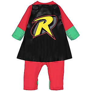 WARNER BROS. Robin Toddler Boys Zip Up Cosplay Costume Coverall and Cape 5T