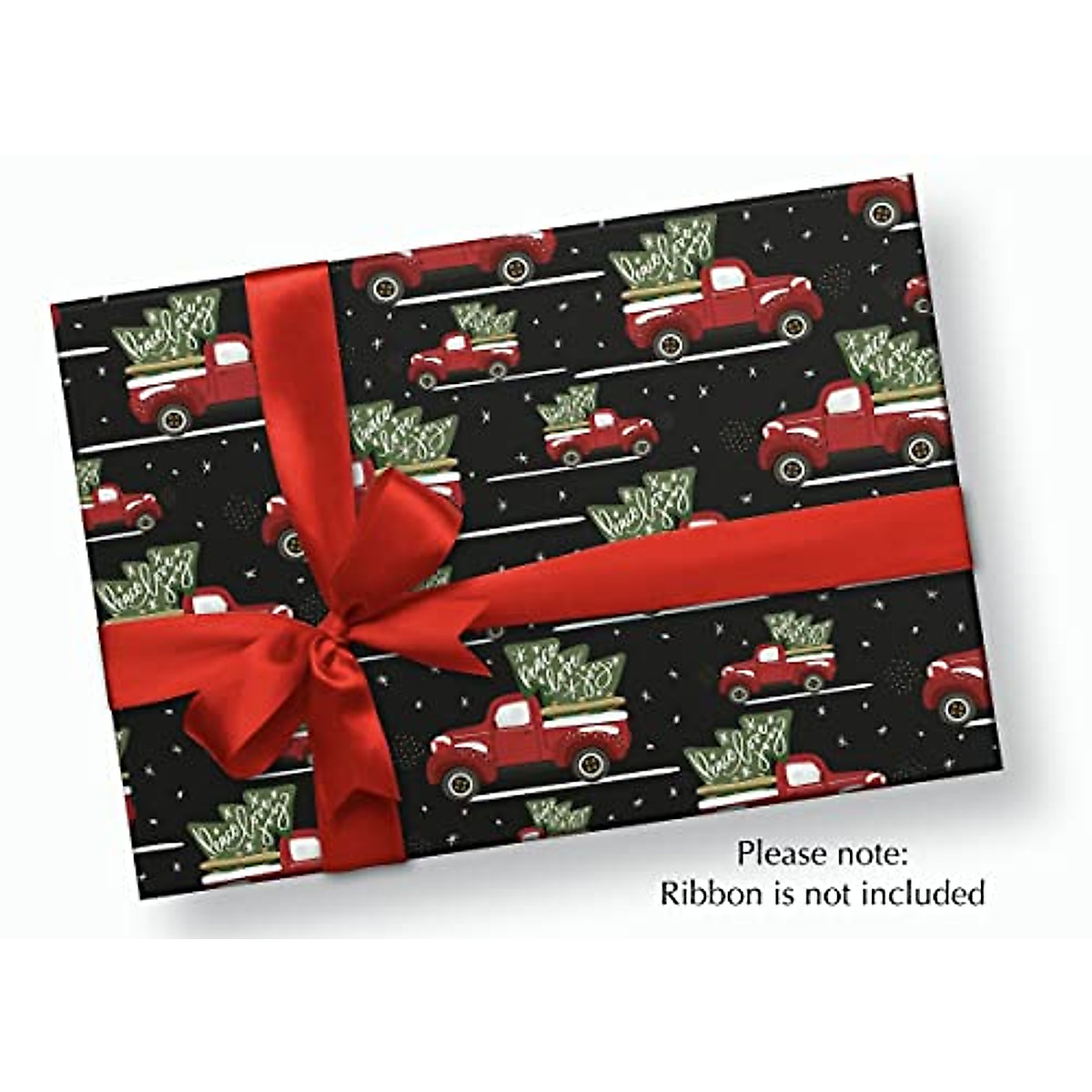 Stesha Party Red Christmas Truck Holiday Wrapping Paper - Folded Flat 30 x 20 Inch (3 Sheets)