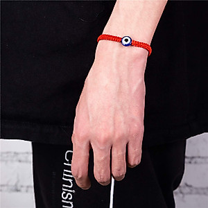 kelistom Handmade String Evil Eye Bracelet for Women Men Black Red Thread Adjustable Bracelets Minimalist Jewelry